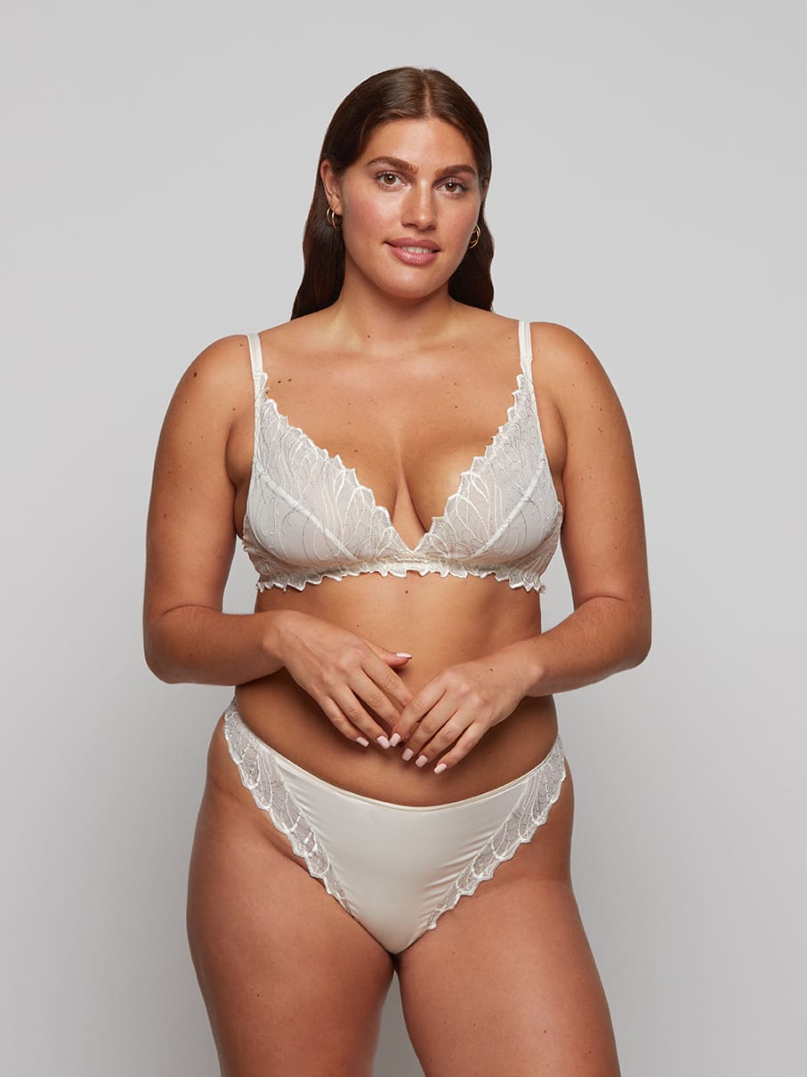 Camellia Chitè Satin And Embroidered Tulle High Leg Brief Knickers In